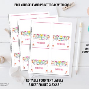 EDITABLE Fiesta Food Tent Labels Fiesta Birthday Place Card Fiesta Food ...
