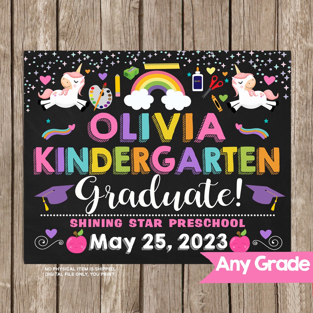 Kindergarten Graduation Chalkboard Sign PRINTABLE, Pre K Graduation ...