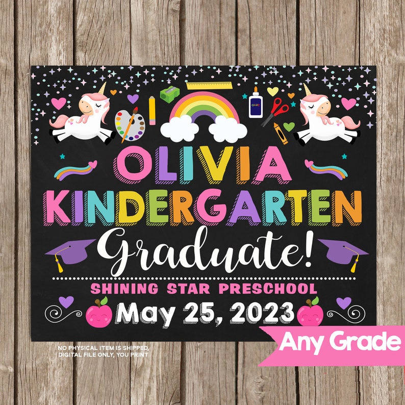 Kindergarten Graduation Chalkboard Sign PRINTABLE Pre K - Etsy