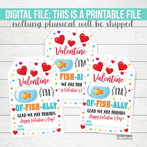 Valentine Goldfish Tags, O'fish'ally Glad We're Friends, Kids Valentine ...