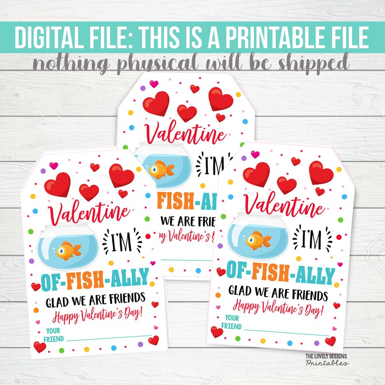 Valentine Goldfish Tags O'fish'ally Glad We're - Etsy