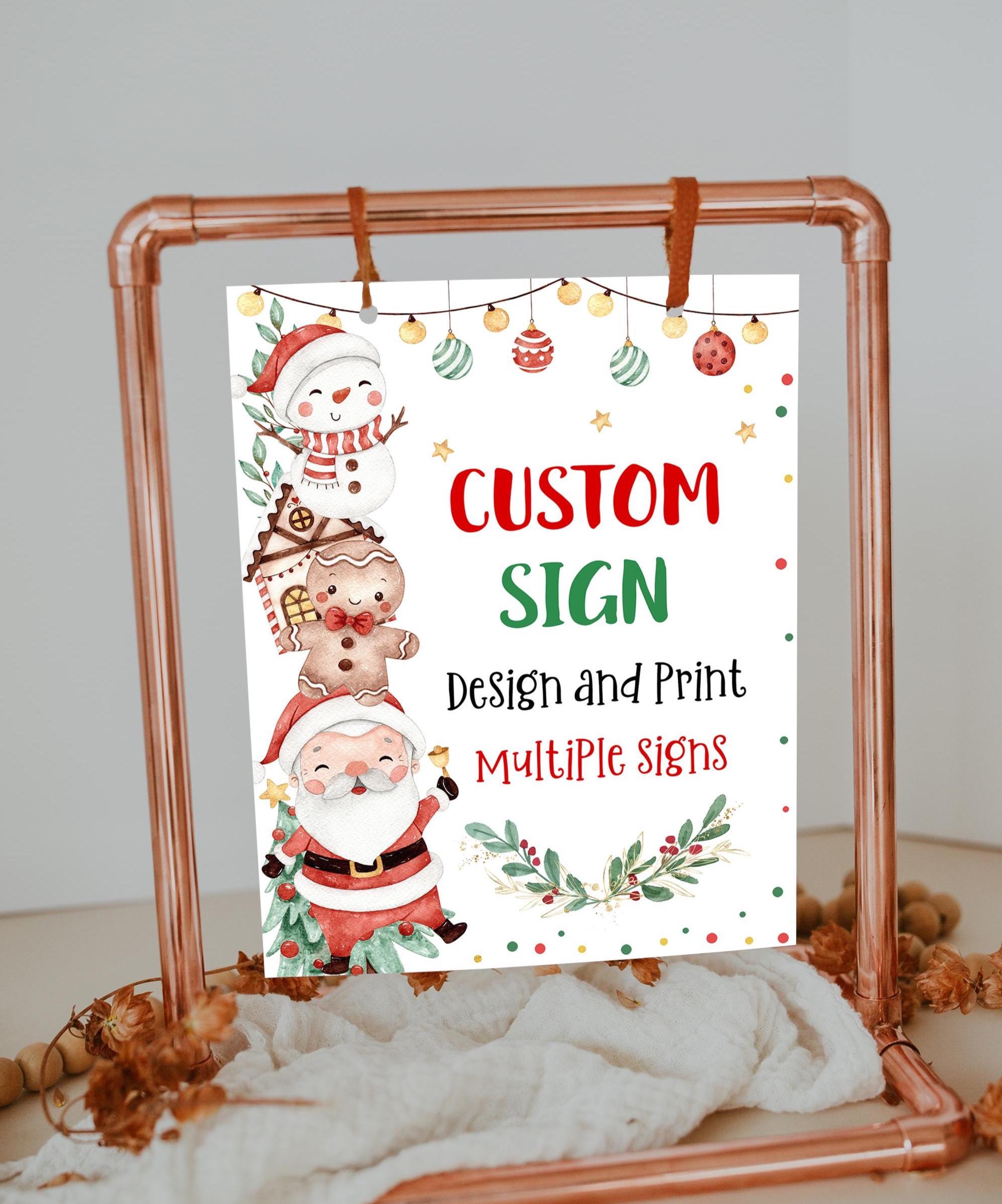 Editable Christmas Party Custom Sign Template Cute Santa Claus ...
