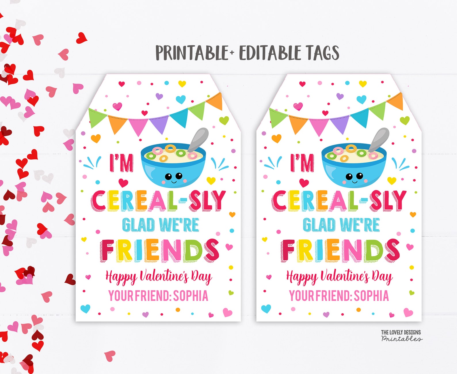 Editable Cereal Valentine Tag Cereal-sly Glad We're - Etsy