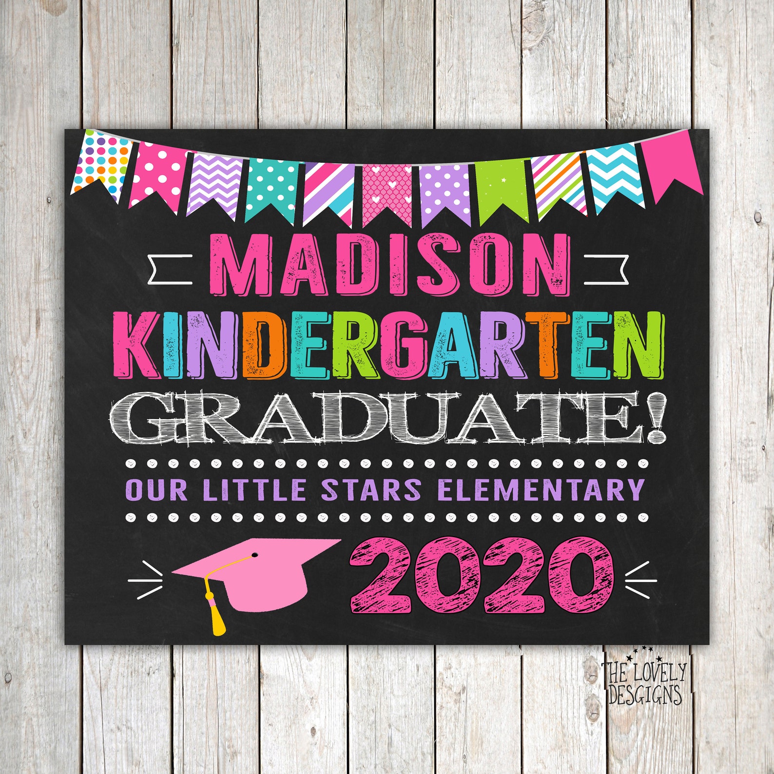 KINDERGARTEN GRADUATION Sign PERSONALIZED Girl Kindergarten | Etsy