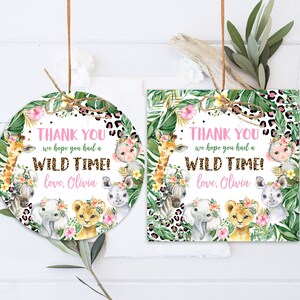 EDITABLE Leopard Print Wild Time Round Tag 2.5 Leopard Pink Circle Gift ...