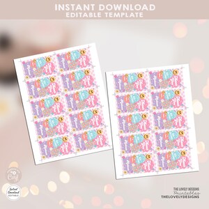 EDITABLE Favor Tag Checkered Smile Face Retro Tag Groovy Birthday Thank ...