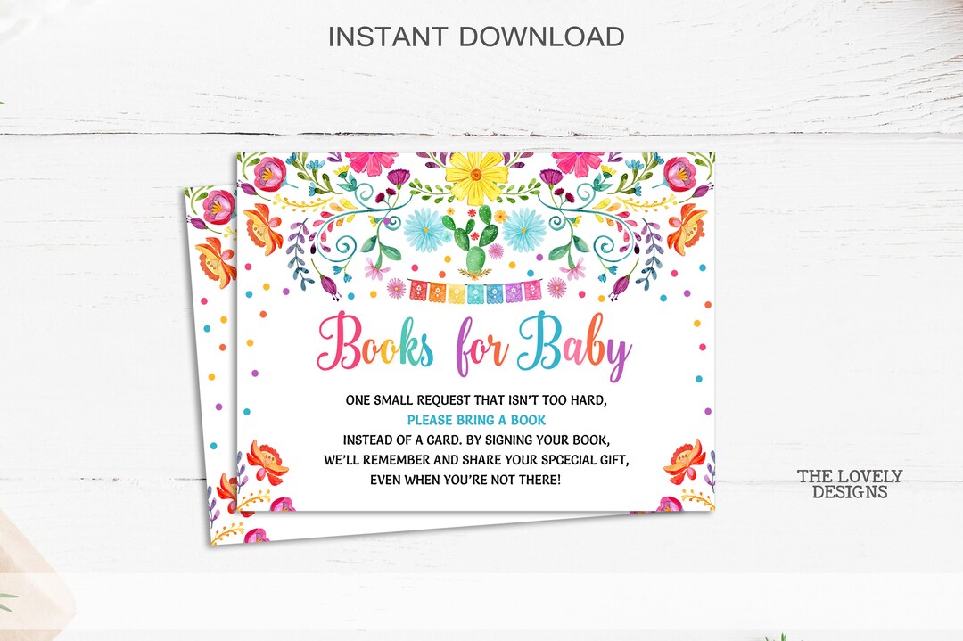 Fiesta Books for Baby Insert Card Fiesta Baby Shower Bring a Book Card ...