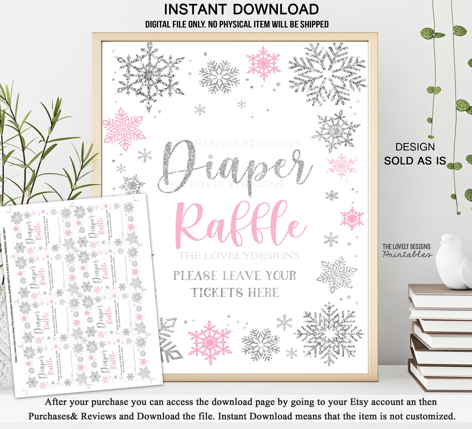Winter Diaper Raffle Sign Winter Baby Shower Winter Snowflakes - Etsy
