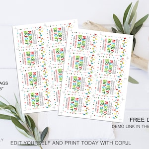 EDITABLE Christmas Tag School Merry & Bright Gift Tag Holidays Gift Tag ...