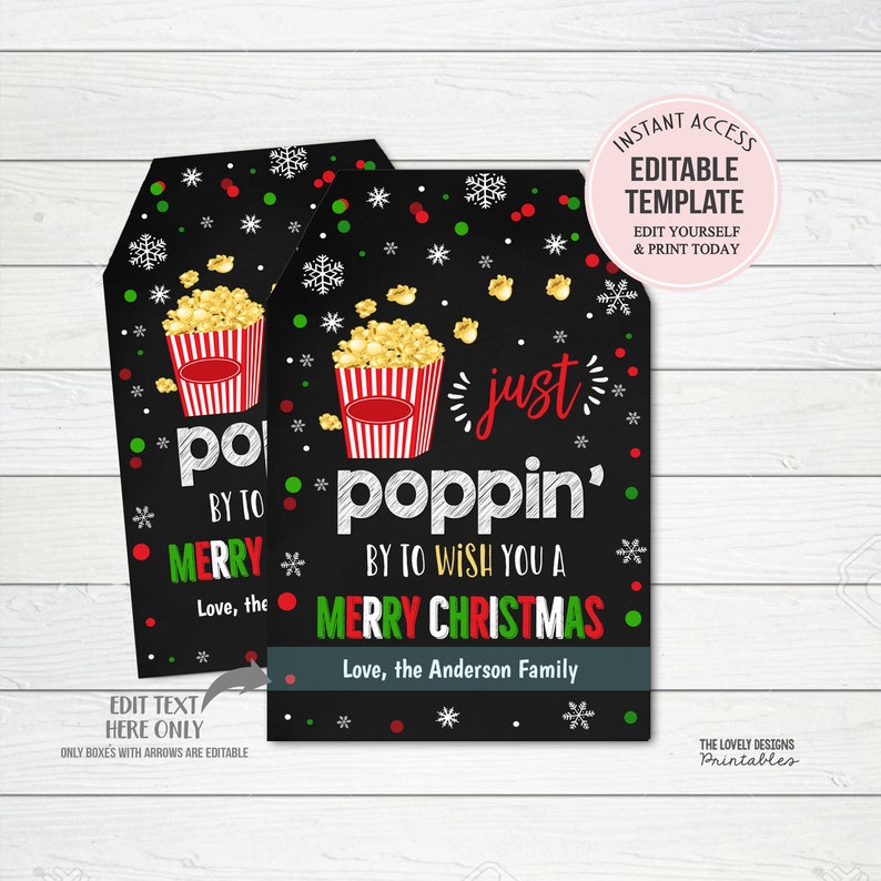 Christmas Popcorn Gift Tags Secret Santa Office Staff Teacher - Etsy