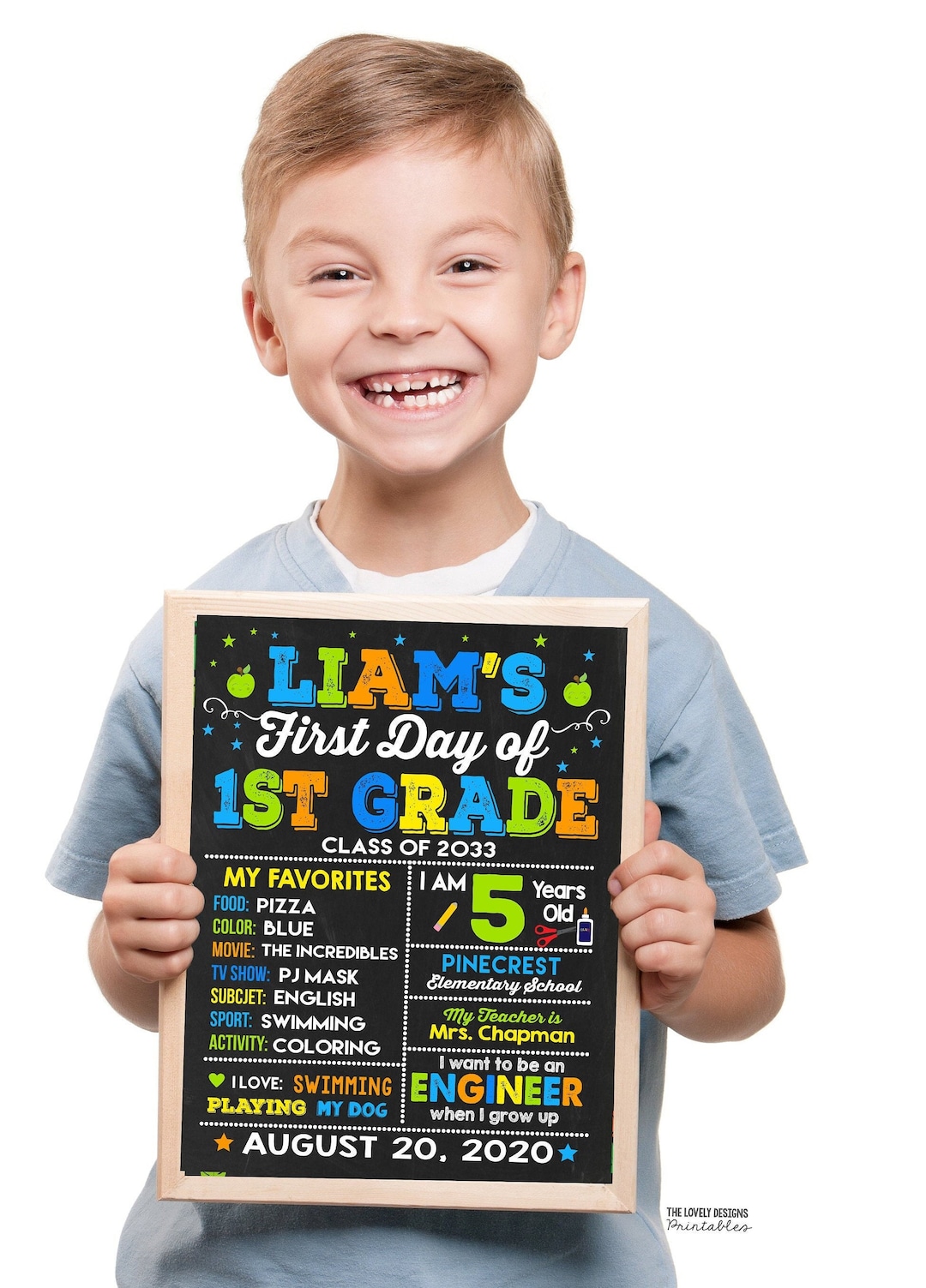 Boy First Day of School Sign Printable Back to School Sign First Day of ...