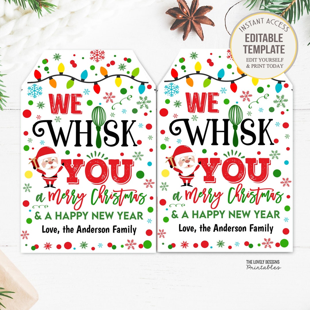 Christmas Gift Tags We Whisk You a Merry Christmas Baker Kitchen Bakery ...