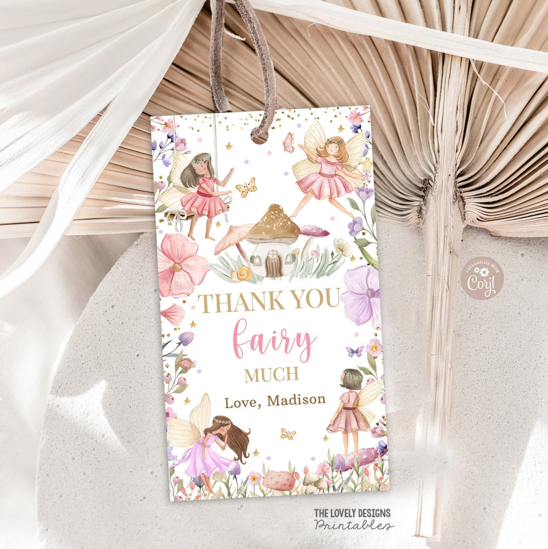 Fairy Birthday Favor Tag Editable Fairy Much Whimsical Wildflower ...
