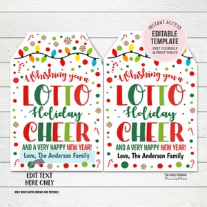 Christmas Wishing You a Lotto Cheer Gift Tag Holiday Lotto Tags Lottery ...