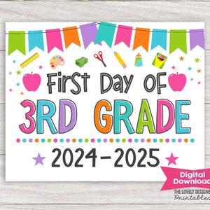 Girl First Day of 3rd Grade Sign, First Day of Third Grade Sign ...