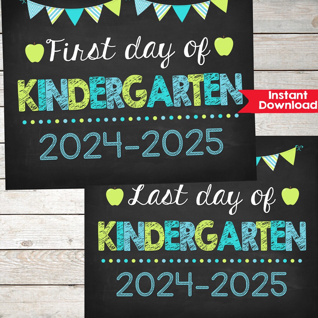 Boy First Day and Last Day of Kindergarten Sign 8x10,printable INSTANT ...