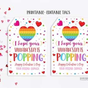 Editable Valentine Pop It Favor Tag Poppin' Valentine's Day Favor Tags ...
