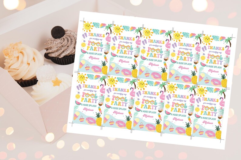 Editable Pool Party Tags Splish Splash Pool Birthday Tag Printable ...