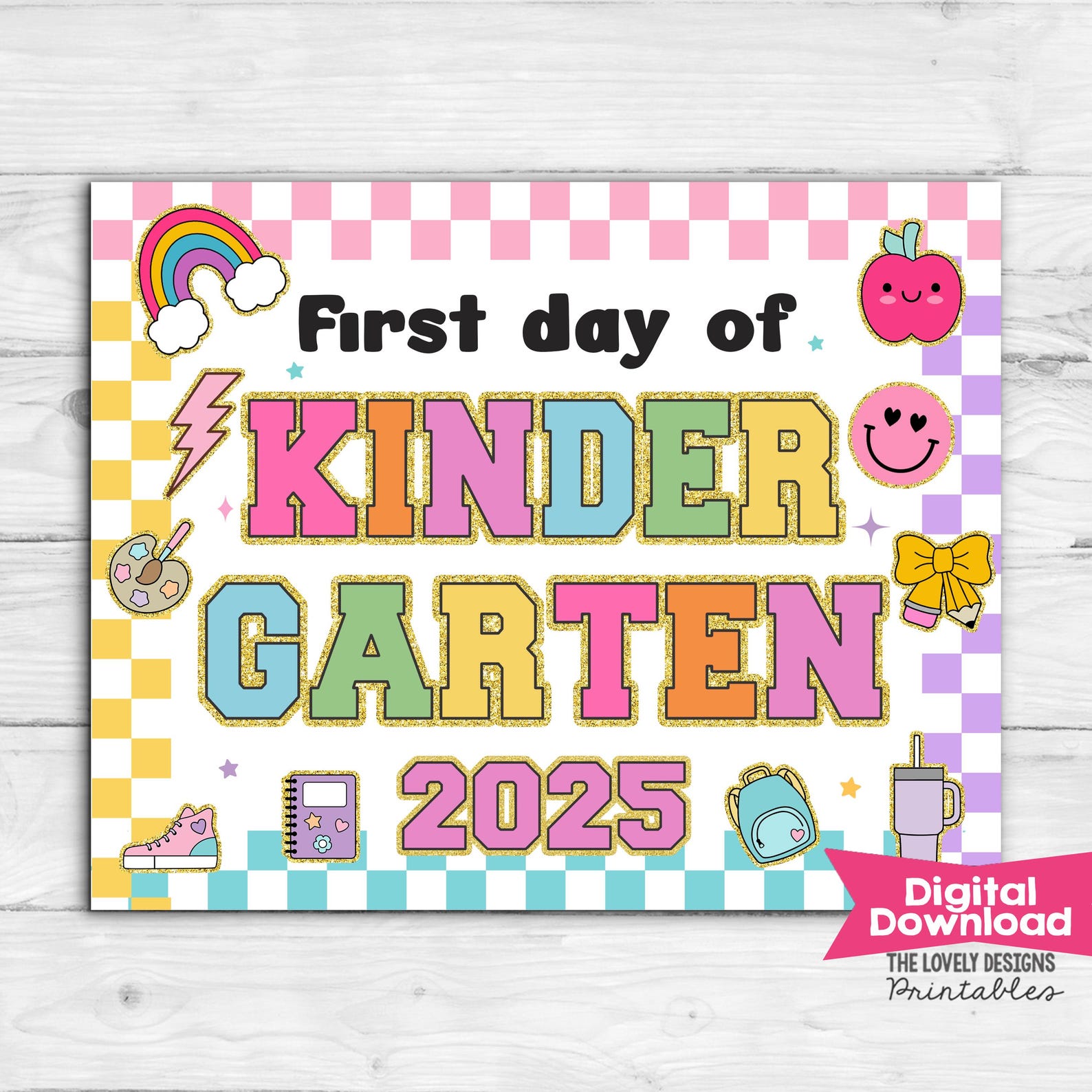 First Day of Kindergarten Sign: Back to School Photo Prop (digital ...