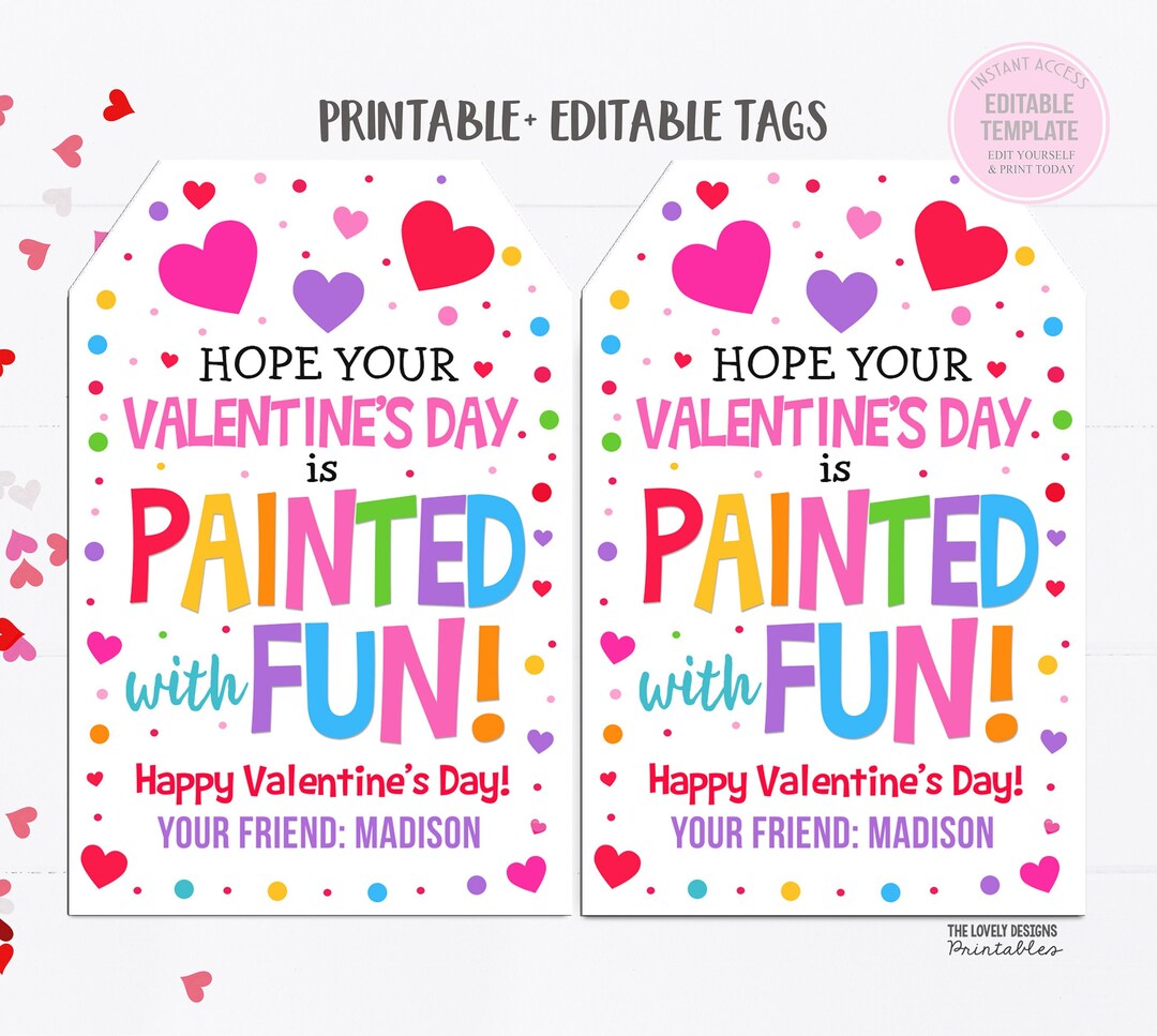 Valentine Painted With Fun Tag, Painting Palette Paint Non-candy ...