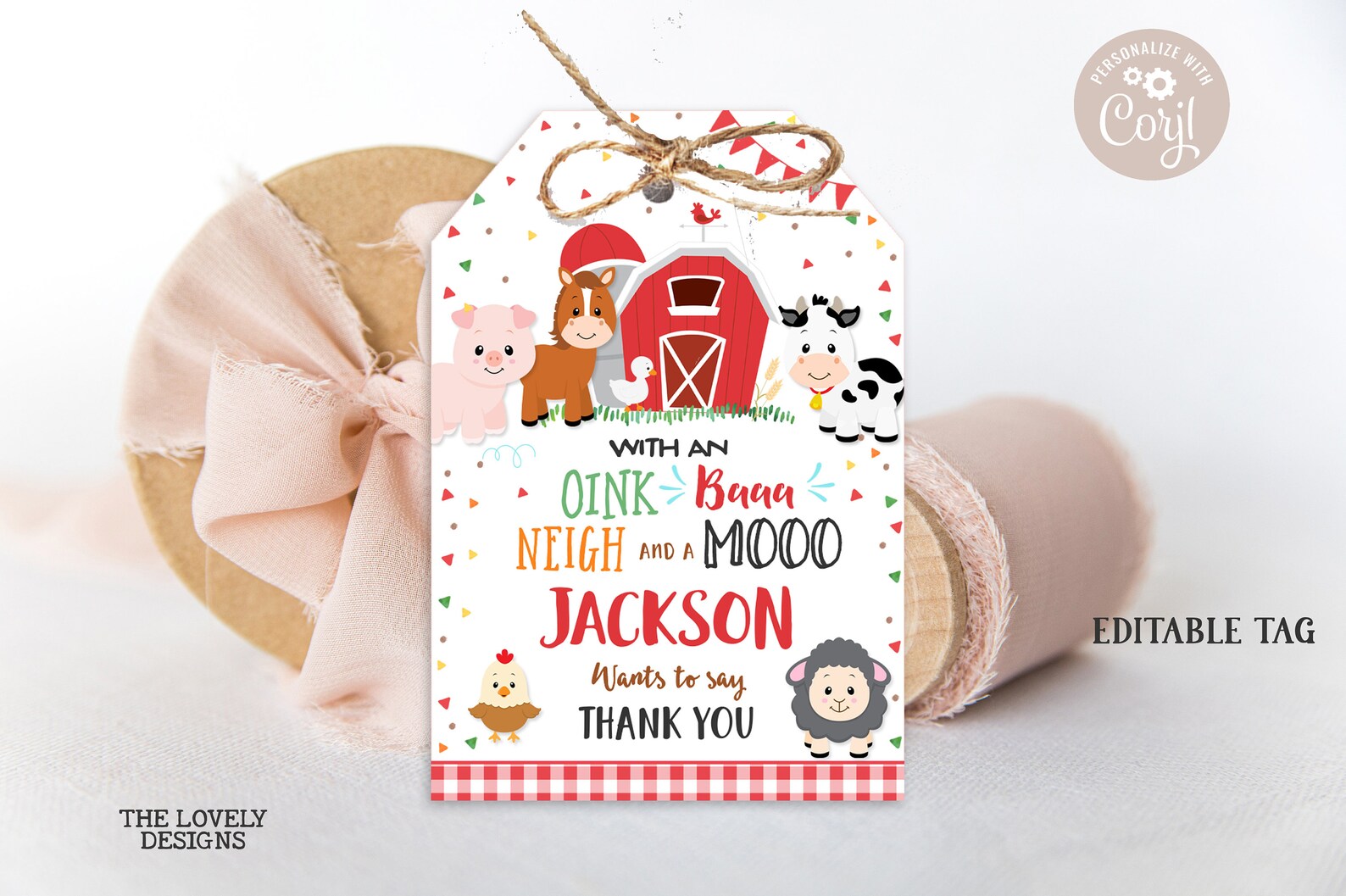 EDITABLE Farm Gift Tag Farm Birthday Party Farm Animals - Etsy