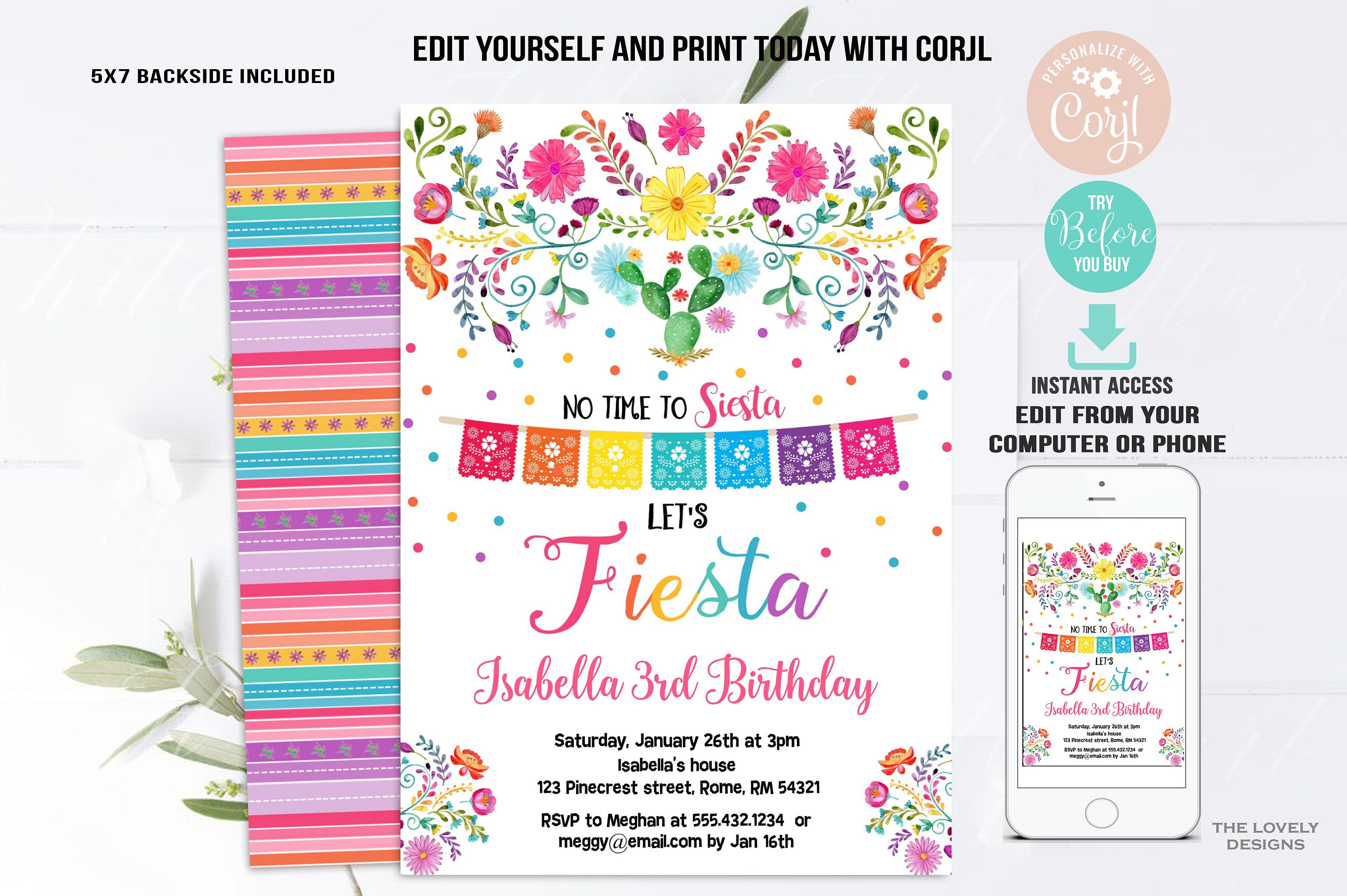 Fiesta Invitation EDITABLE Invitation Fiesta Birthday Invitation ...