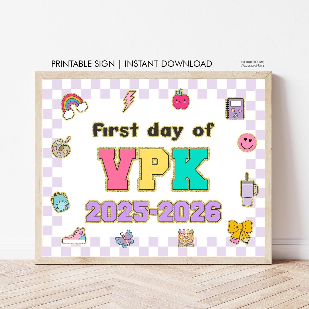 First Day of VPK Sign: Chalkboard Photo Prop (digital Download 8x10 ...
