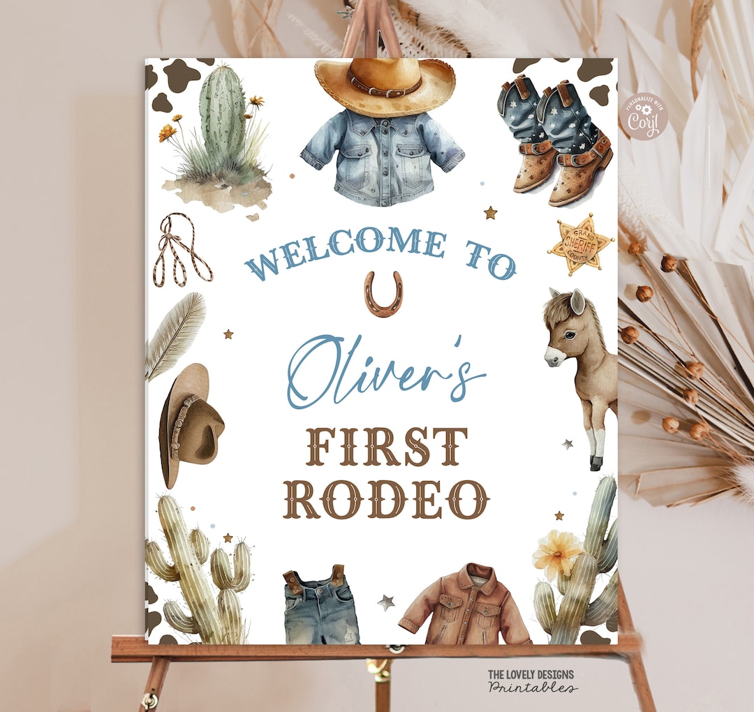 Cowboy Rodeo Birthday Welcome Sign Country Western Wild West Horse ...