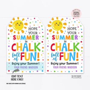 Chalk Full of Fun Tags Summer Gift End of School Year Favor Classroom ...