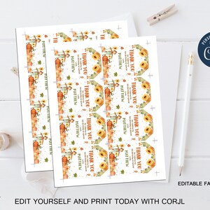 EDITABLE Fall Pumpkin Birthday Favor Tags Scarecrow Sunflowers Gift ...