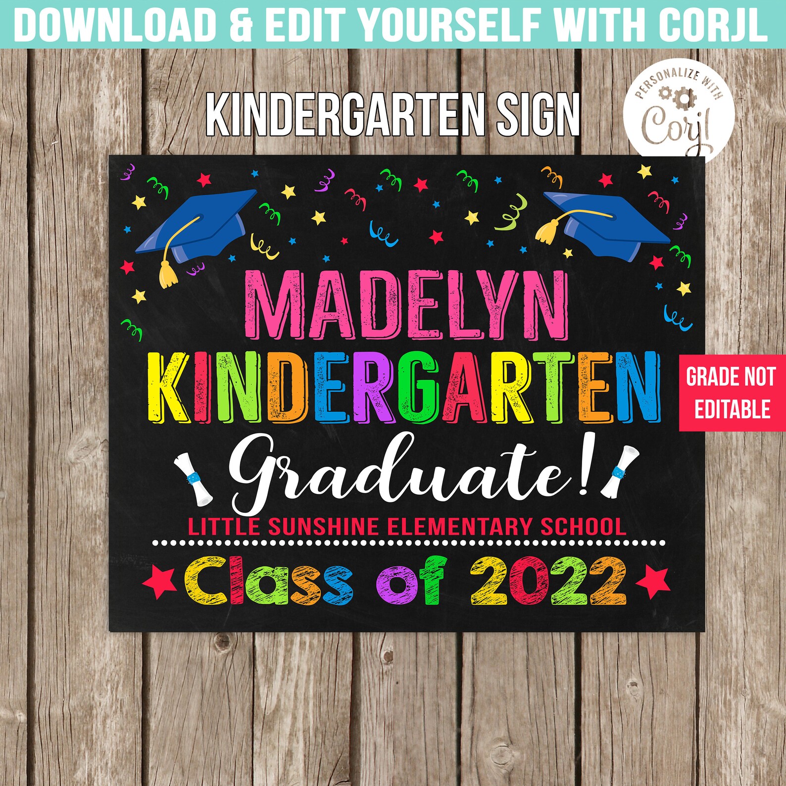 EDITABLE KINDERGARTEN GRADUATION Sign Kindergarten Graduate | Etsy