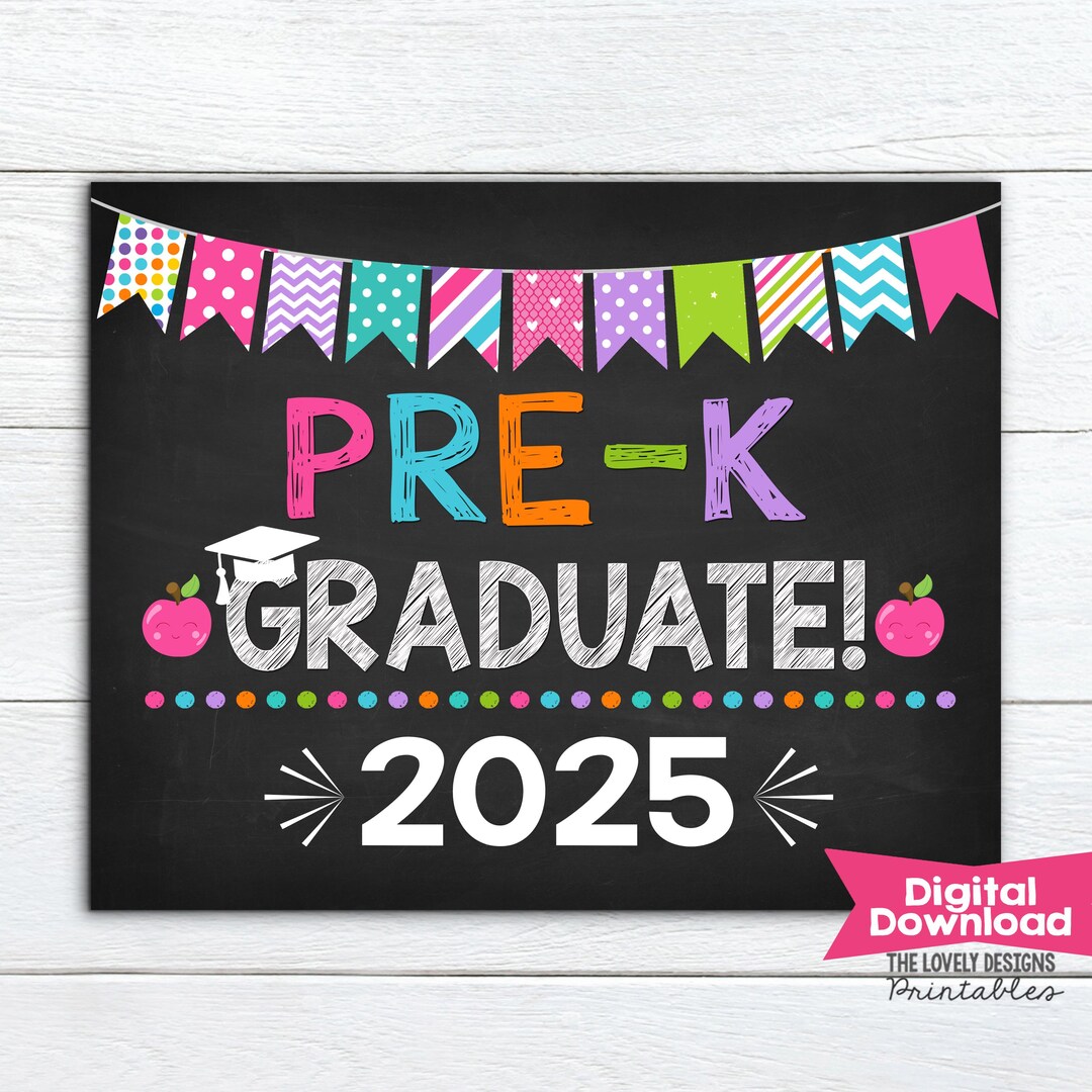 Girl PRE K GRADUATION Sign,pre-k Graduate, Last Day of Pre Kindergarten ...