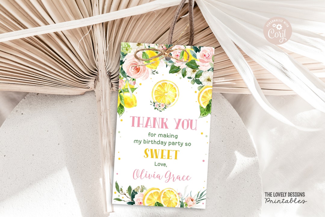 EDITABLE Lemonade Favor Tag Sunshine Lemonade Birthday Gift Tag ...
