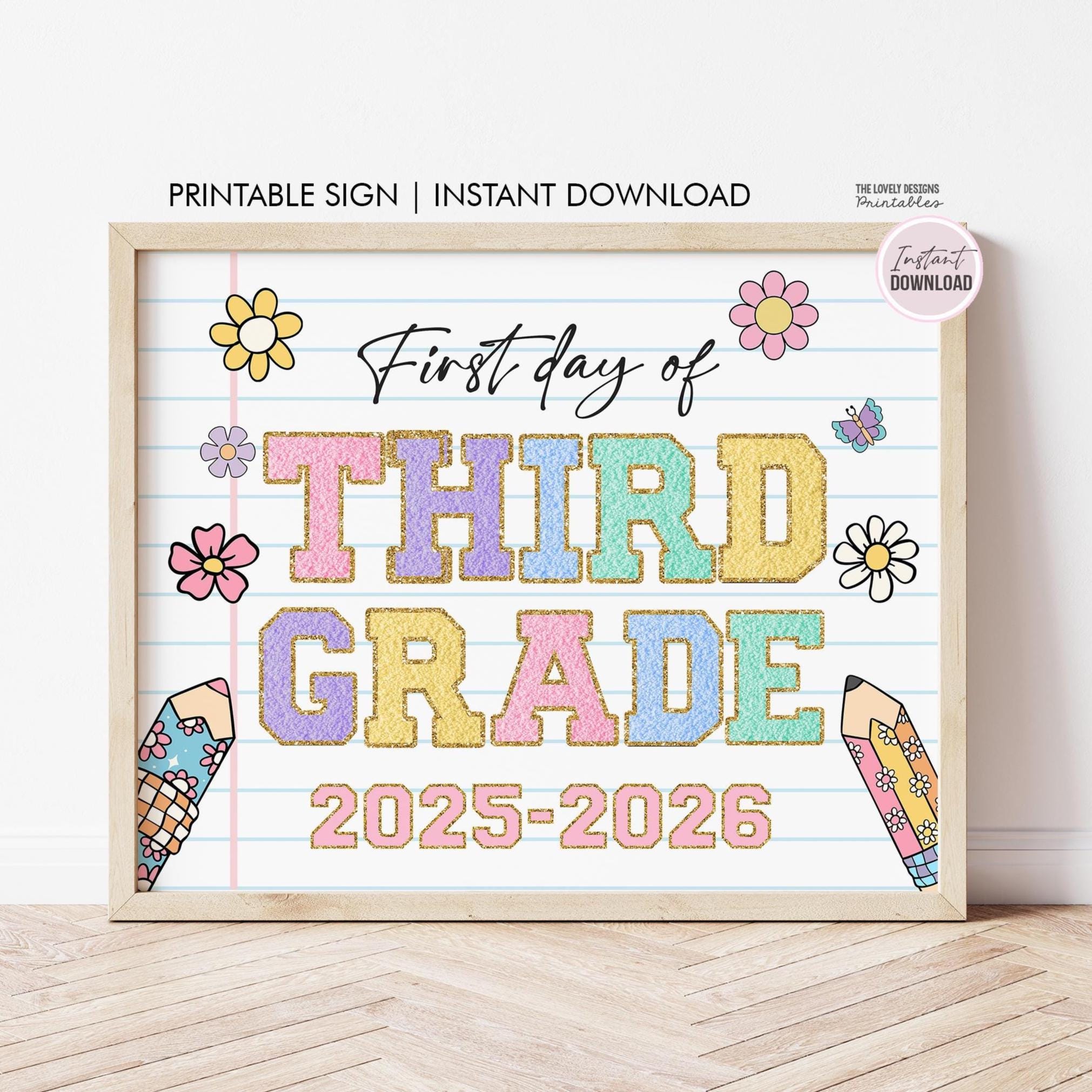 First Day of 3rd Grade Sign, First Day of Third Grade Sign, INSTANT ...