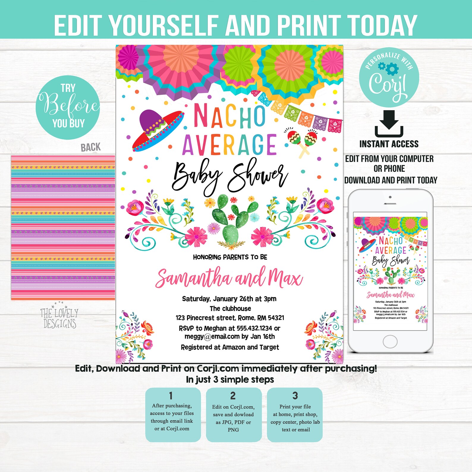 Nacho Average Baby Shower Invitation Template Fiesta Baby - Etsy