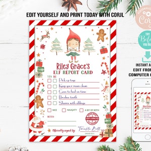EDITABLE Elf Report Card Christmas Girl Elf Official Report Card Santa ...