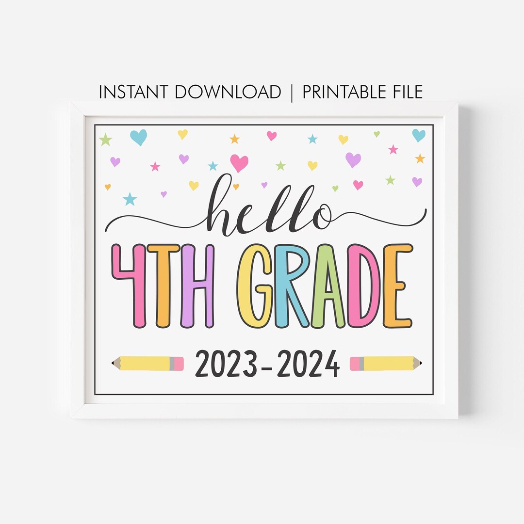 Girl First Day of 4th Grade Sign, First Day of Fourth School Sign Back ...