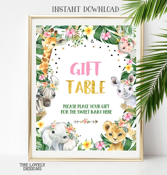 Jungle Gift Table Sign Jungle Safari Table Sign Printable - Etsy