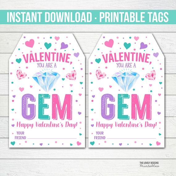 Gem Valentine Tag You Are a Gem Valentine's Day Pop Tag - Etsy
