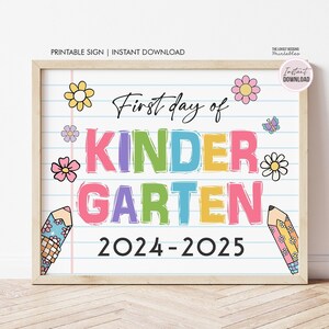First Day of Kindergarten Sign Printable Back to School Sign Poster ...