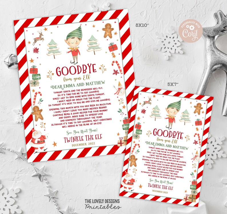 EDITABLE Elf Goodbye Letter Departure Goodbye From Your Elf Letter ...