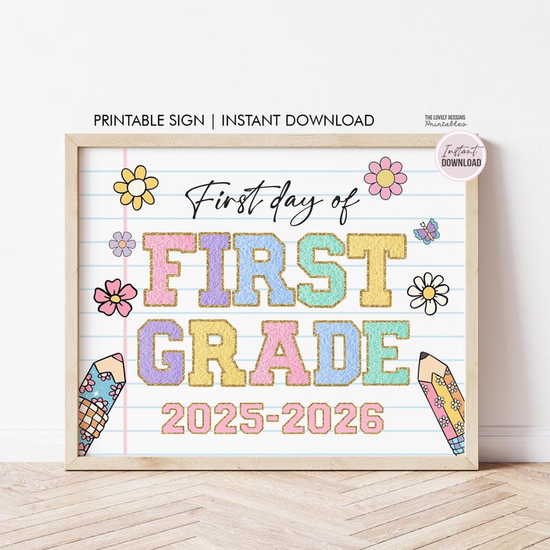 First Day of 1st Grade Sign Printable INSTANT DOWNLOAD Photo Prop First ...