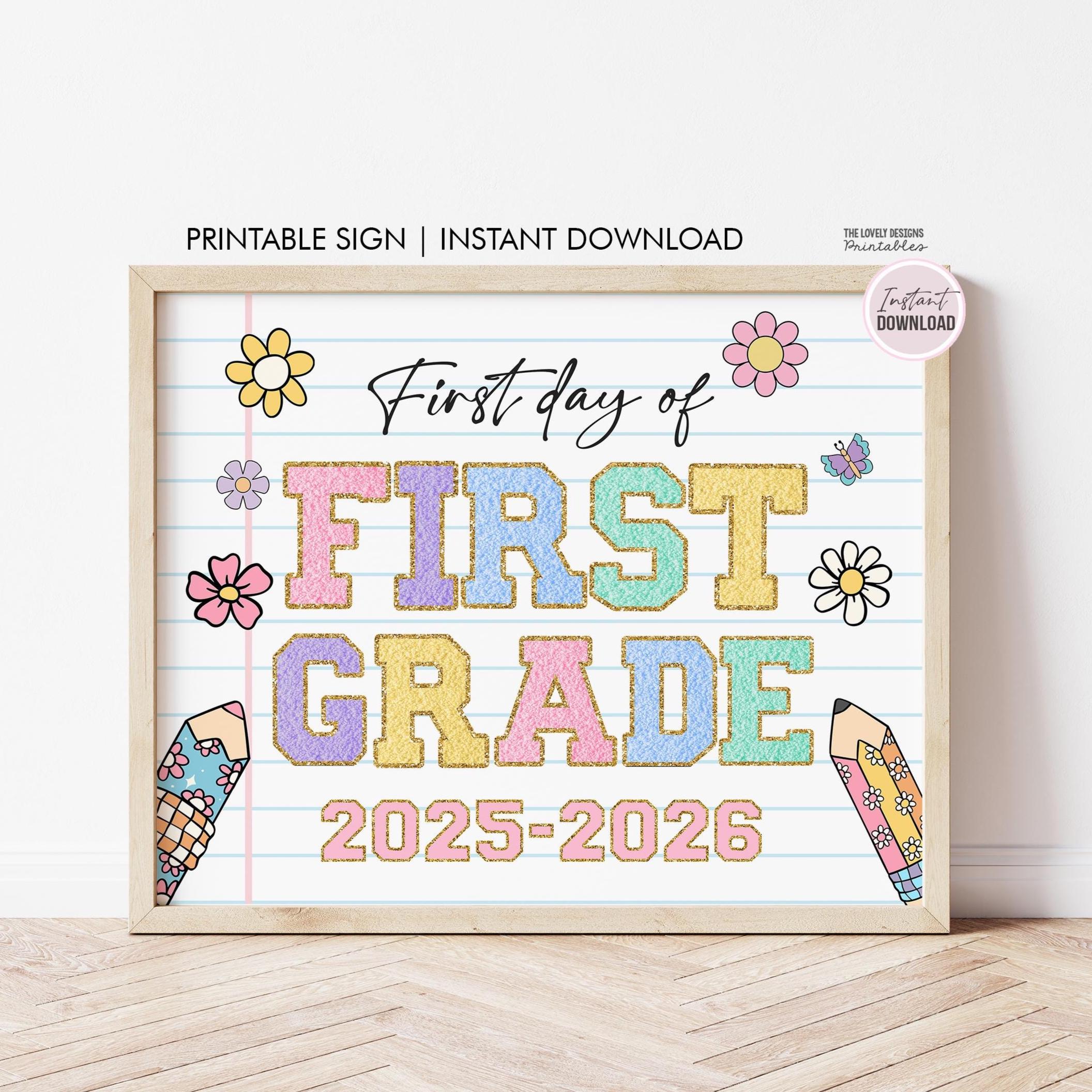 First Day of 1st Grade Sign Printable INSTANT DOWNLOAD Photo Prop First ...
