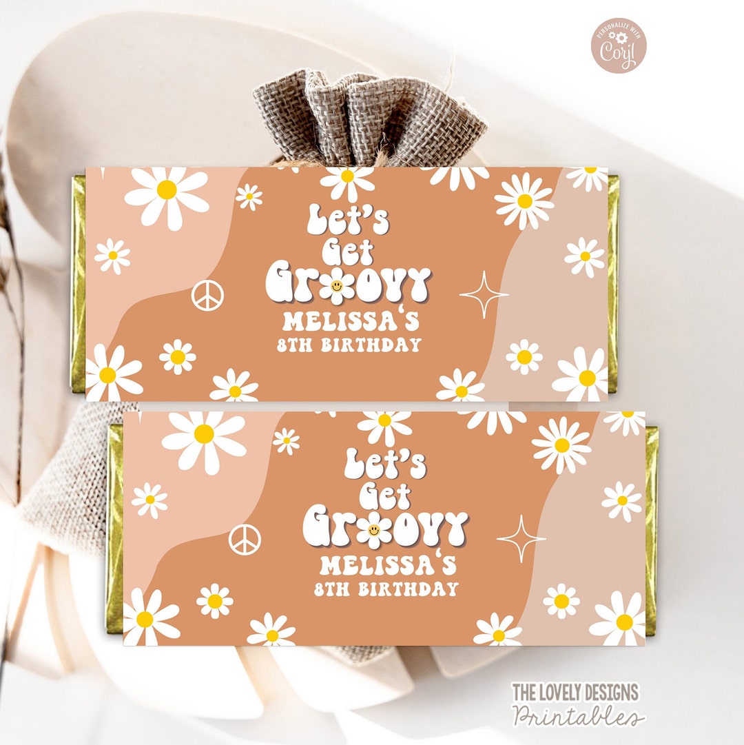 Retro Let's Get Groovy Candy Bar Wrapper Editable Groovy Birthday ...