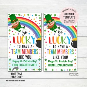 St. Patrick's Day Printable Tags Lucky to Have Team Members Like You ...