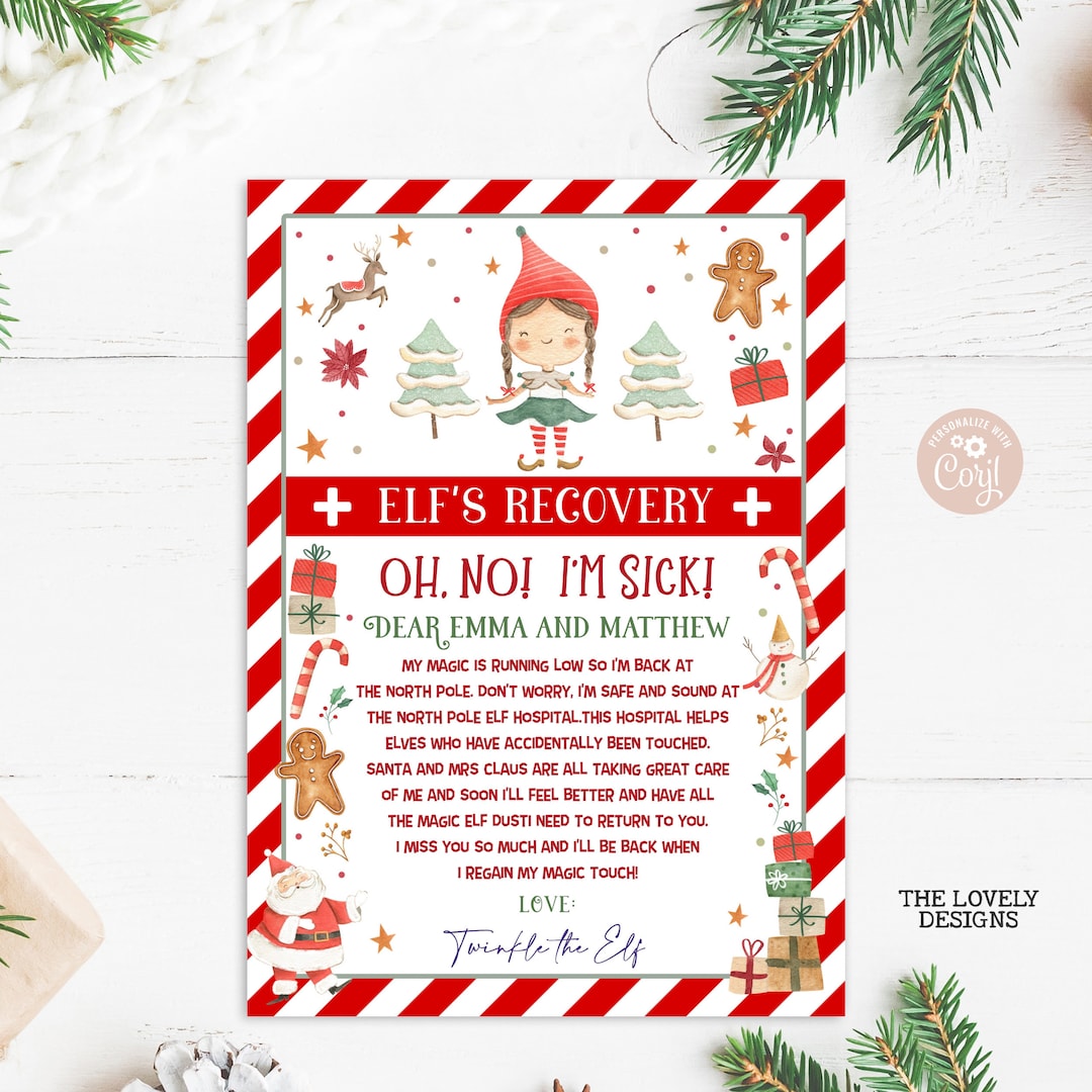 Editable Elf Recovery Letter Elf Touched Elf Lost Magic Red Girl Elf I ...
