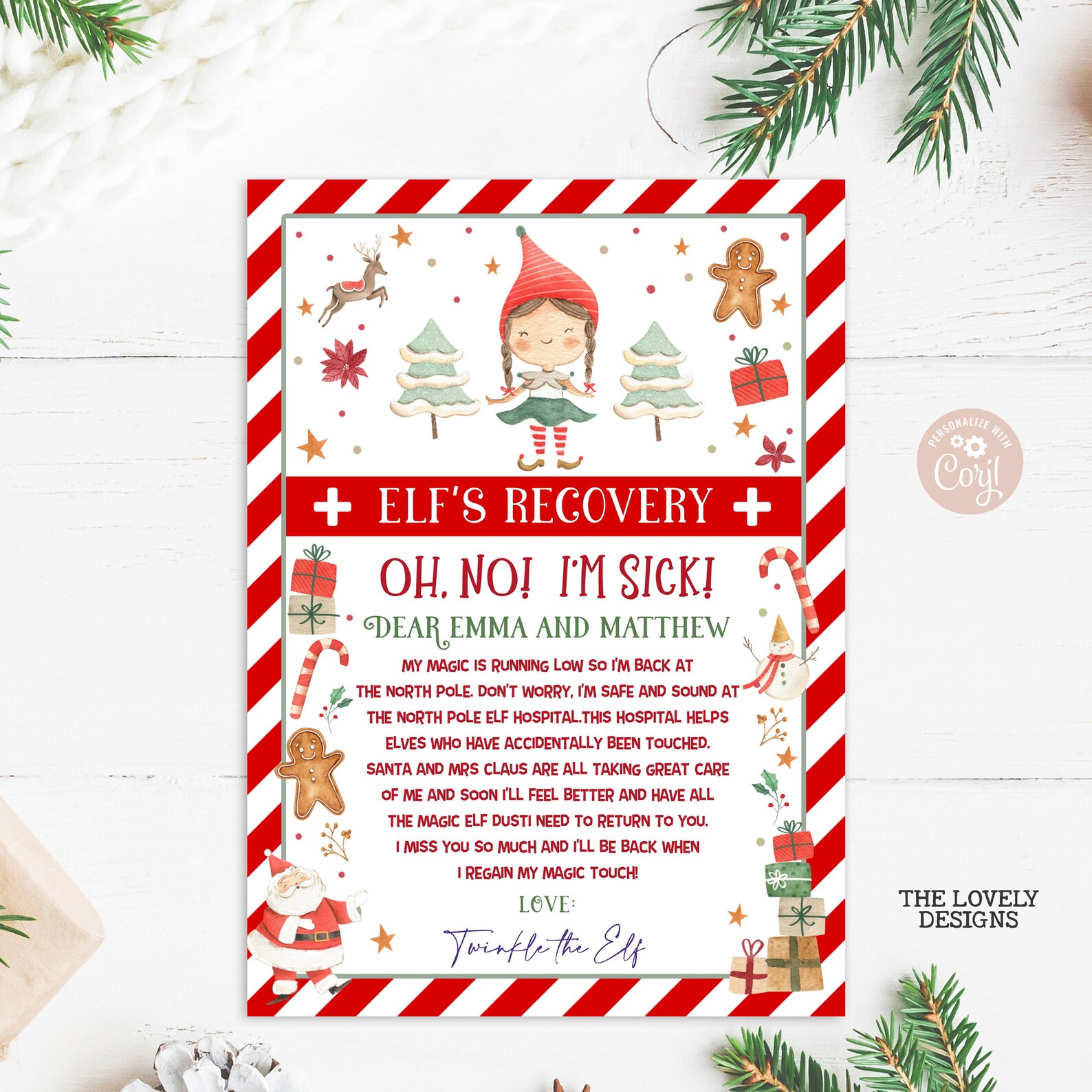 Editable Elf Recovery Letter Elf Touched Elf Lost Magic Red Girl Elf I ...