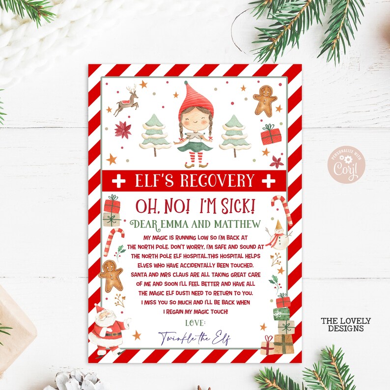 Editable Elf Recovery Letter Elf Touched Elf Lost Magic Red Girl Elf I ...