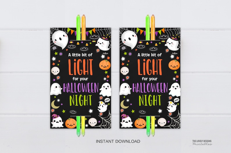 Glow Stick Halloween A Little Light for Halloween Night Card Printable ...