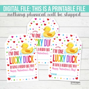 Rubber Duck Valentine's Day Gift Tags Valentine Lucky Duck Tag ...